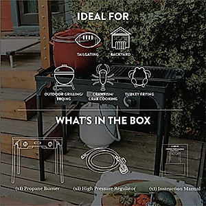 GasOne Two Burner Propane Camp Stove with Cover Outdoor High Pressure Propane Double Burner, Red QCC