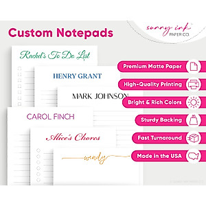 Personalized Custom Notepad - Office Business Professional Desk Writing Paper - Memo Scratch Legal Pad