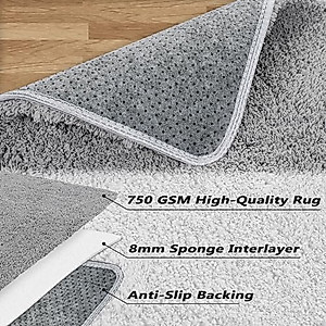 GAOMON Area Rug, Shag Bedroom Rug Fluffy Indoor Washable Rugs Luxury Shag Crawling Carpets for Kids Room Faux Fur Rug for Dorm Living Room Floor Non-Slip Nursery Rugs, Grey, 3' x 5'