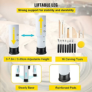 VEVOR Pottery Wheel, 0-300RPM Speed 0-7.8in Lift Table Electric Clay, 14in Ceramic Forming Machine Foot Pedal Detachable Basin Sculpting Tool Accessory Kit for Work Home Art Craft DIY, White