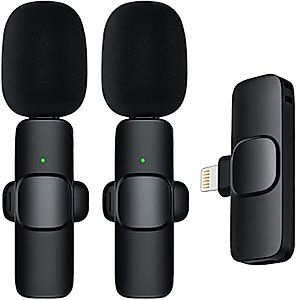 bAnpinSH Wireless Lavalier Microphone,for iPhone iPad,Professional lavalier Microphone for Video Recording, Plug and PlayAuto Sync 2.4G Ultra-Low Latency Noise Reduction Lapel Microphone (Black)