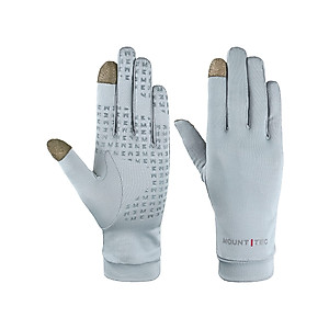 MOUNT TEC Unisex UV Protective Gloves UPF 50+ Cool Breathable Finger Tip Touch Screen Sunblock Glove for Sailing Golfing Boating Fishing Hiking Adventuring Outdoors (Grey, L)