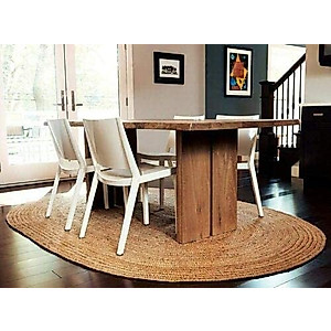 Agro Richer Farmhouse Rugs for Living Natural Jute Area Rug Hand Braided Oval Rugs for Bedroom, Kitchen, Living Room Rug Carpet (2x3 Square Feet, Beige)