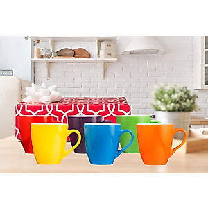 Bruntmor 16 Oz Plain Coffee Mug Set of 6, Large 16 Ounce Ceramic Mugcup Set In Multiple Color, Best Coffee Mug For Your Birthday Gift