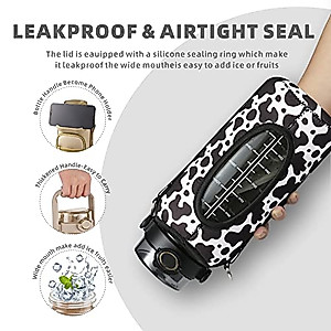 chunmo Half Gallon 64oz Glass Water Bottle with Straw and Storage Sleeve Motivational Water Bottle with Strap and Time to Drink 2L Leakproof Reusable Water Jug for Fitness Gym and Outdoors