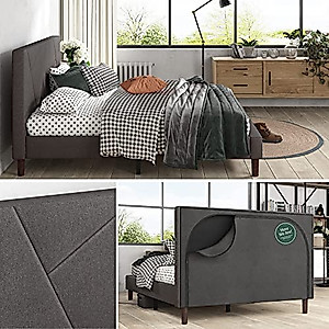 ZINUS Judy Upholstered Platform Bed Frame / Mattress Foundation / Wood Slat Support / No Box Spring Needed / Easy Assembly, Full Grey