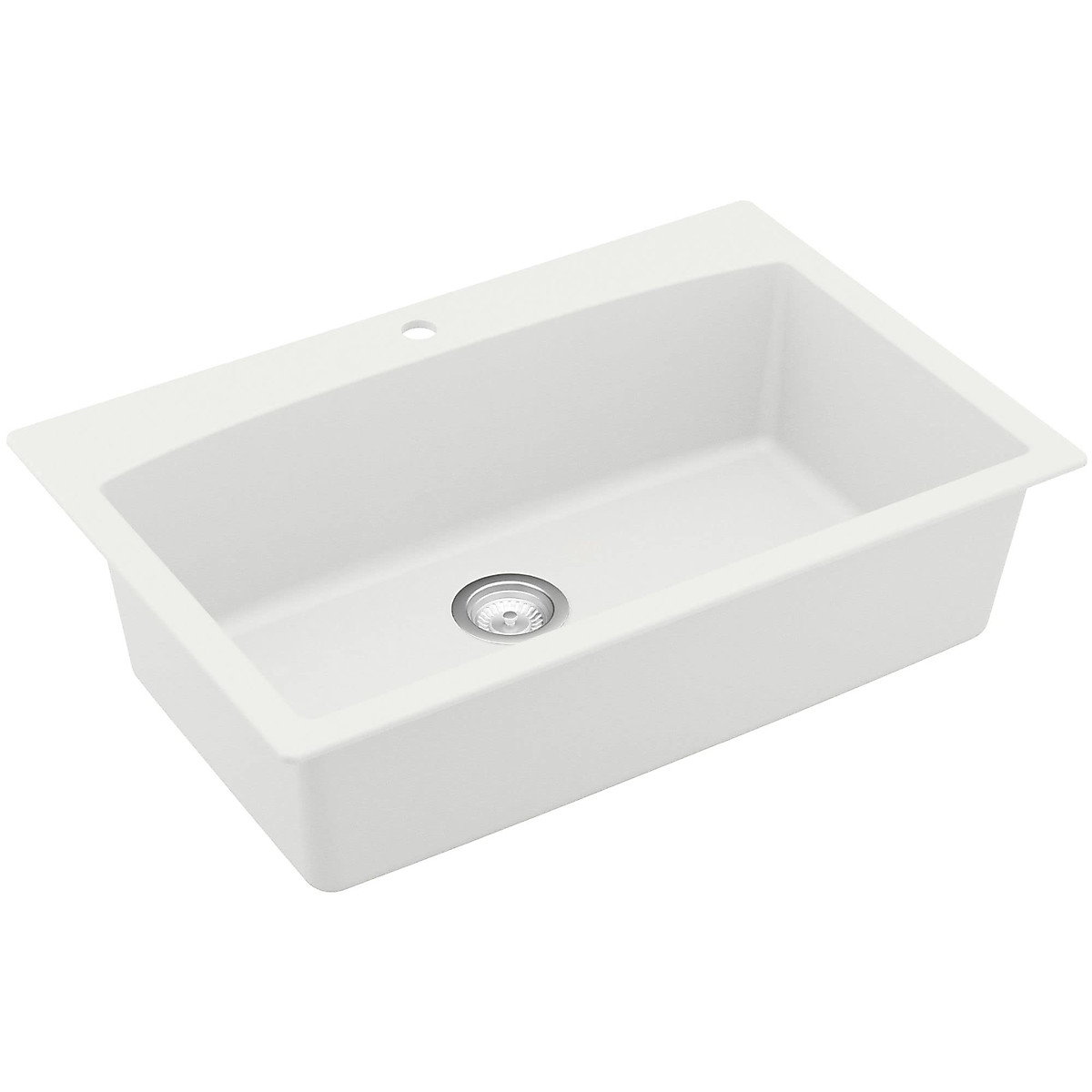 Karran QT-712 Drop-In Quartz Composite 33 in. 1-Hole Single Bowl Kitchen Sink Kit in Black