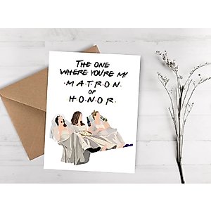 Friends Bridesmaid Card | Card For Her | Maid of Honor | Matron of Honor | Bridesmaid | Gift | Friends Themed | Bridesmaid Proposal Card | 4.25 x 5.5 Folded Cardstock Greeting Card