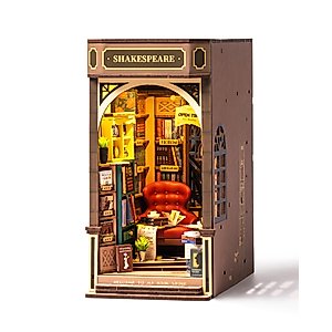 Rolife DIY Book Nook Kit 3D Wooden Puzzles for Adults 8.6" Bookstore Miniature House Kit Booknook Bookshelf Insert Decor with LED Lights Craft Kits Unique Gifts for Him Her