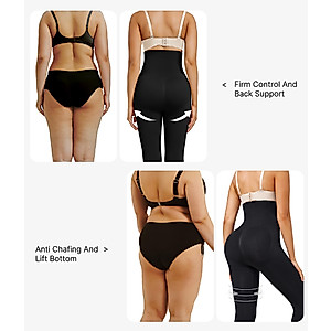 Nebility Shapewear Tummy Control High Waisted Body Shaper for Women Thigh Slimmer Butt Lifting Shapewear (Black,XL)