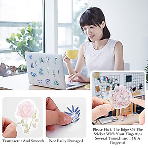 Floral Stickers,150PCS PET Transparent Floral Sticker Set,Cute Retro Floral Stickers Set for Making Diary Album DIY Art and Craft,for Laptop,Phone,Flower Gifts (As Shown)
