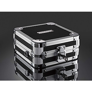 Vaultz Locking CD Case Holder - 24 Disc Storage Capacity, 2.5 x 6.25 x 7 Inch Portable DVD Case Holders w/Carrying Handle - Lockable CD Holder for Car, Travel, Work - Black