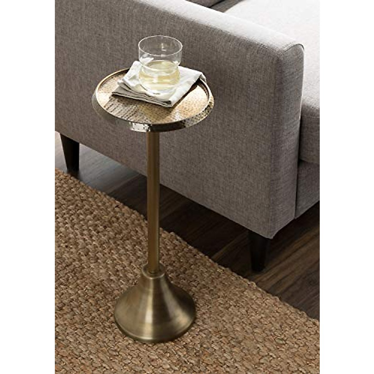 Kate and Laurel Sanzo Bohemian Side Table, 9 x 9 x 23, Gold, Decorative Pedestal End Table for Display and Storage