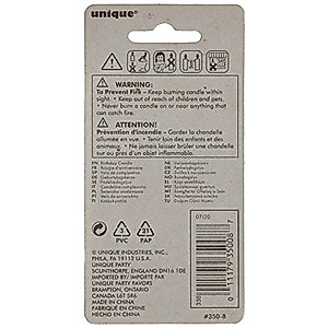 Unique Rainbow Number 8 Party Candle, 3", Multicolor