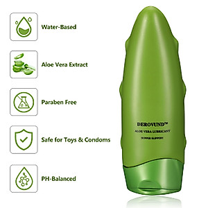 Aloe Vera Lube, Super Slippery Sex Lube Organic Water Based Lube Long Lasting Personal Lube for Sex, Sexual Lubricant for Vagina, Oral and Anal Sex 4 Oz- Paraben Free