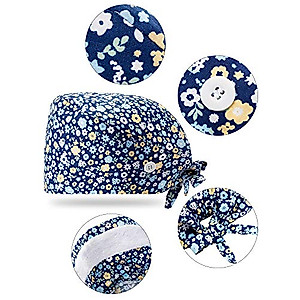 8 Packs Gourd-Shaped Working Cap with Buttons Sweatband Adjustable Hats Tie Back Hats Headwear Printed for Women Men, Multicoloured, Medium