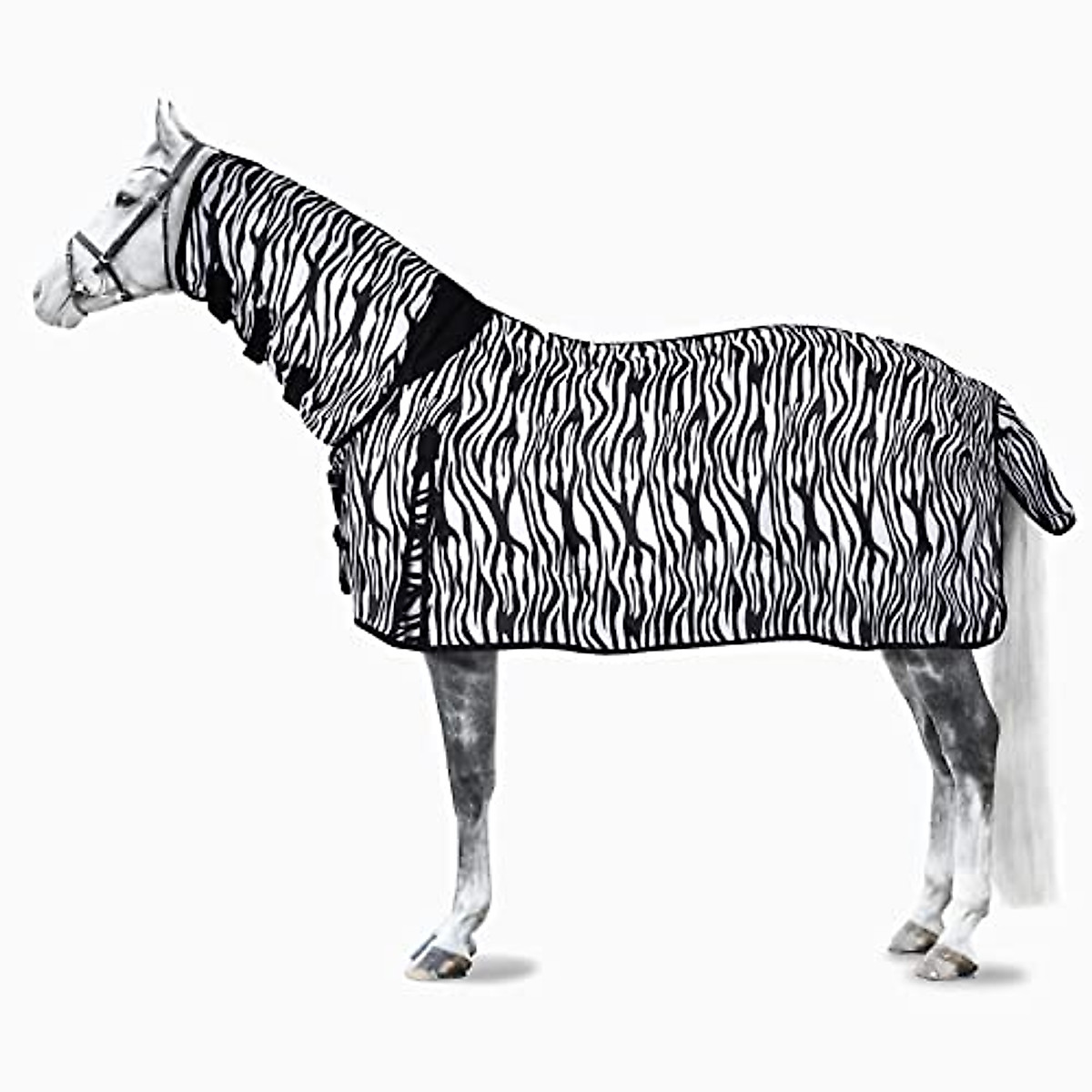 Horze Defender Combination Horse Fly Sheet with Detachable Neck Cover - Zebra Print - 81 in