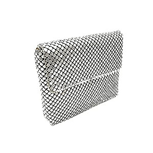 X-Small Evening Clutch Metal Mesh Purse Bag for Cocktail Party Prom Wedding Banquet (Silver)
