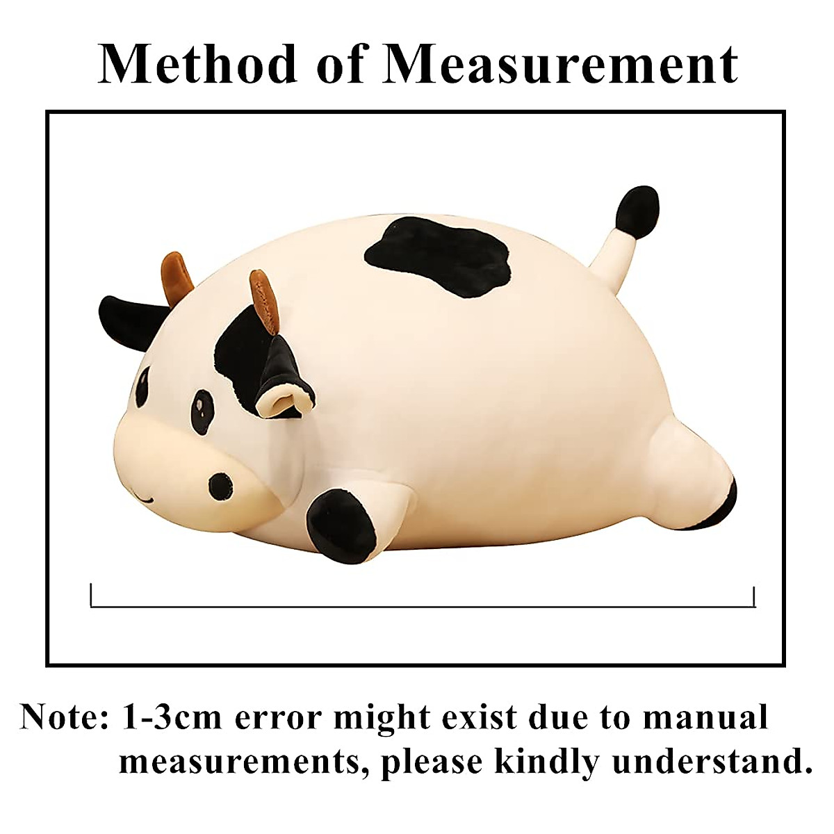 WUYU Cow Plush Pillow, Adorable Stuffed Animal Plush Toy, Soft Cow Hugging Pillow for Kids Boys Girls (Round Eyes,13.7in)