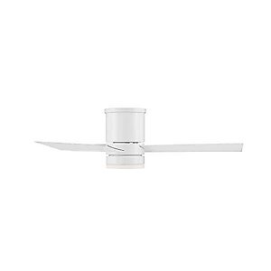 Axis Smart Indoor and Outdoor 3-Blade Flush Mount Ceiling Fan 44in Matte White with 3000K LED Light Kit and Remote Control works with Alexa, Google Assistant, Samsung Things, and iOS or Android App