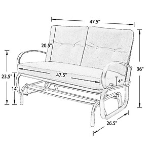 PATIO TREE Outdoor Patio Glider Bench Loveseat - Cushioned 2 Person Rocking Seating Swing Chair for Patio, Beige