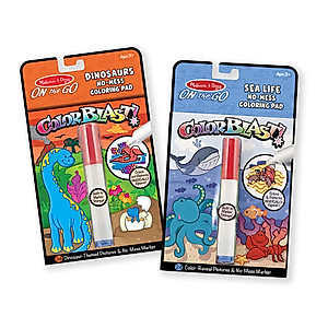 Melissa & Doug ColorBlast! Sea Life and Dinosaurs Color-Reveal Coloring Books, 2-Pack