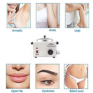 Single Pot Wax Warmer Professional Electric Wax Heater Machine Facial Skin SPA Equipment with Adjustable Temperature Set with Wood Craft Sticks（50 Pcs）