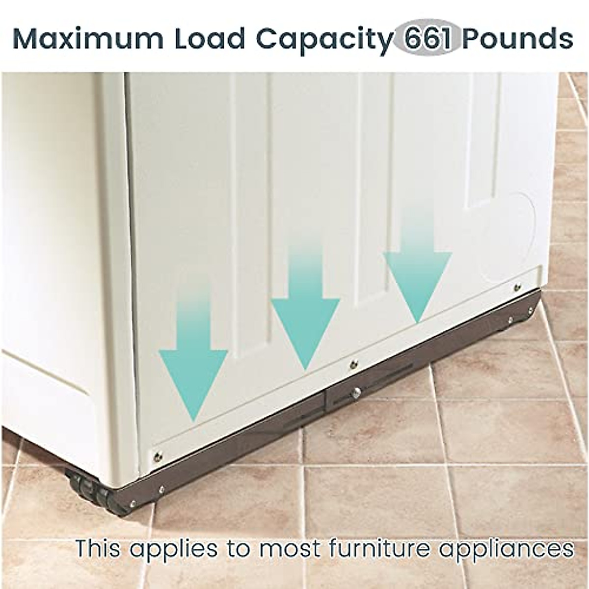 Adjustable Heavy Appliance Sliders Mover, Heavy Duty Appliance Base Rollers Stand for Refrigerator, Dishwashers, Washing Machine, Dryers, Furniture Dolly Mobile Roller with Brake and Lifter (Black)