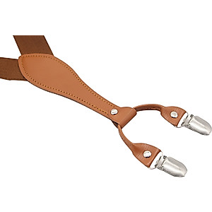 Timiot Mens Suspender Wide Leather 6 Metal Clips Adjustable Straps Y Shape (Coffe)