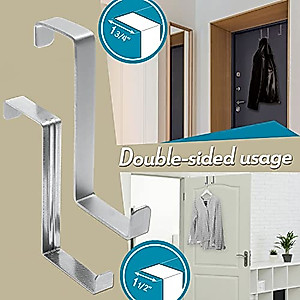 4smile Over The Door Hooks, 5 + 5 Pack - Stainless Steel Door Hanger with Foam + Adhesive Pads - Z-Shaped Metal Door Hooks for Hanging on Different Door Widths, Rust Free