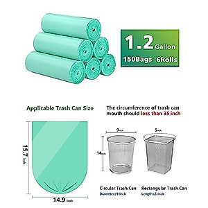 Compostable Trash Bags 1.2 Gallon 150 Packs,AYOTEE Small Compost Bags,Small Biodegradable Trash Bags Green Are Suitable For 1-2 Gallon And 4-8 Liter Tiny Trash bags can liner