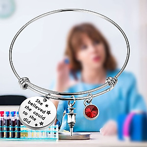 AKTAP Phlebotomist Gift Nurse Phlebotomist Bangle Bracelet She Believed She Could Phlebotomy Graduation Gifts For Technician Hematologist Medical Technologist (Nurse Phlebotomist Bracelet)
