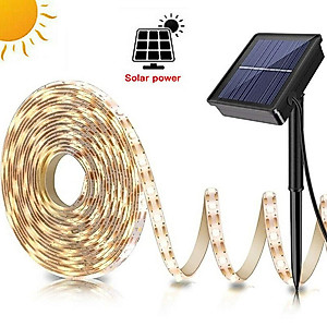 Fawcotu LED Strip Light,Waterproof Ribbon Solar Powered Christmas Fairy Light for Garden Home Decor,Cuttable(Warm White,Size:1m)