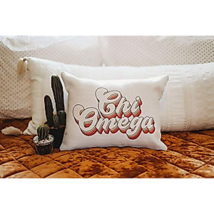 Sorority Shop Chi Omega Pillow – Retro Design, 12" x 16" Lumbar Pillow Sorority