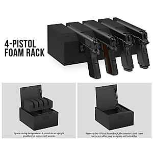 RPNB Gun Safe,4-Pistol Multifunction Gun Safe,California DOJ Certified,Quick-Access Firearm Safety Device with Digital Key Pad & Biometric Fingerprint