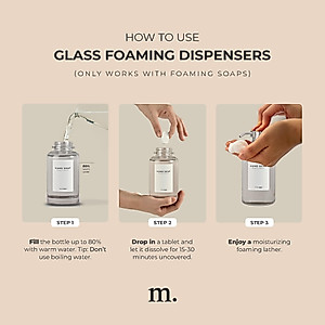 MaisoNovo Glass Foaming Soap Dispenser 14 Oz | Clear Glass Silver Pumps x 2
