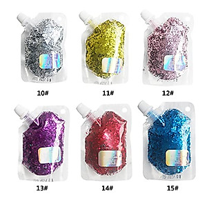 GL-Turelifes Body Glitter Gel, Easy to Apply&Remove 50ml Mermaid Sequins Chunky Glitter for Body Face Hair, Festival Glitter Halloween Costume Makeup Long Lasting Sparkling (Silver(Chunky Glitter))