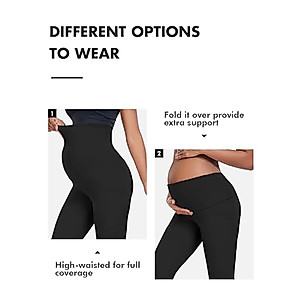 Glampunch Maternity Yoga Pants Over The Belly Workout Leggings Fold Over Waist Pregnancy Activewear Pants with Pockets