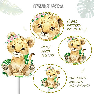 24pcs Jungle Safari Animal Cupcake Toppers Wild Animal Cake Toppers Jungle Party Decoration for Safari Jungle Theme Birthday Party Baby Shower Supplies