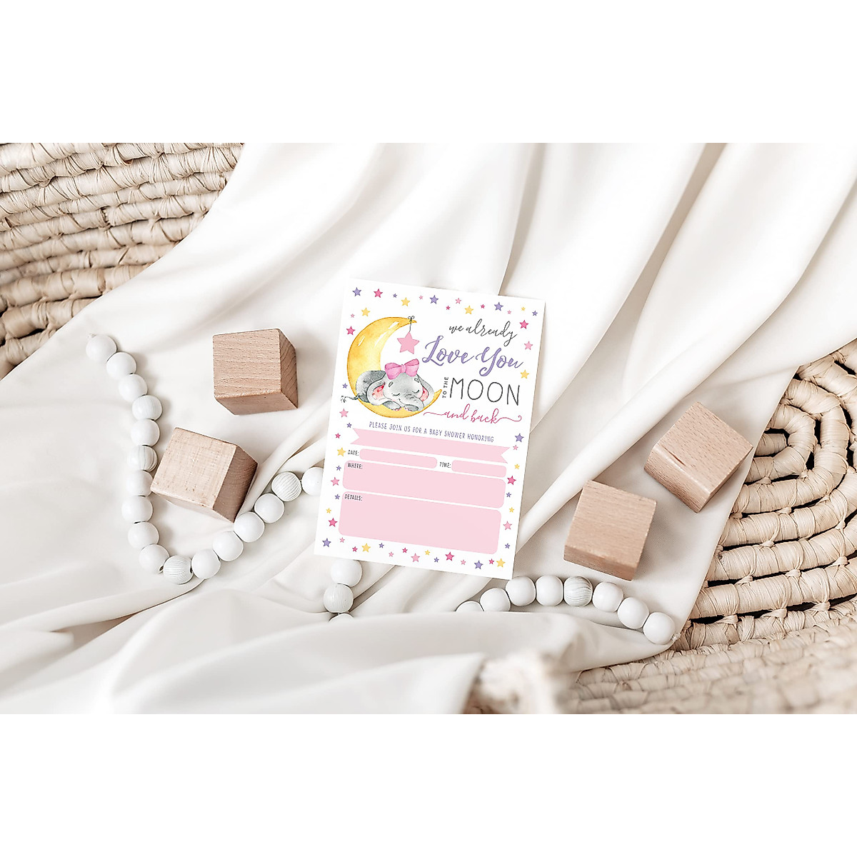 Your Main Event Prints Greeting Card, Baby Shower Invitation, Elephant, 20 Invitations and Envelopes