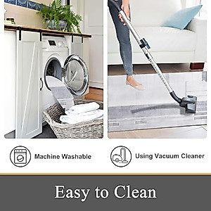 Calore Modern Abstract Runner Rug for Hallways Soft Distressed Geometric Area Rug Indoor Non Slip Carpet for Laundry Room Doorway Bedroom (Grey/Light Blue, 2'x 6')