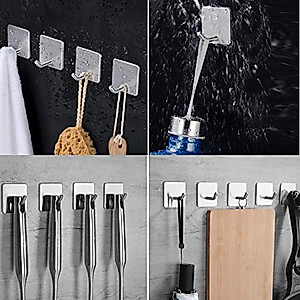 Self Adhesive Hooks, Meirenda Removable Wall Hooks Sticky Hangers Hooks Heavy Duty Kitchen Towel Sticky Adhesive Wall Hanging Hooks for Office Home Robe Keys Bags 4 Pack