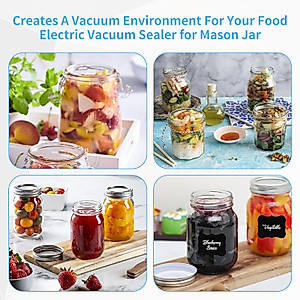 Electric Mason Jar Vacuum Sealer, BTEDZSW Mason Jar Vacuum Sealer Kit with Wide & Regular Mouth Mason lids,Type-C Charging for Food Vacuum Storage and Sealing Preservation