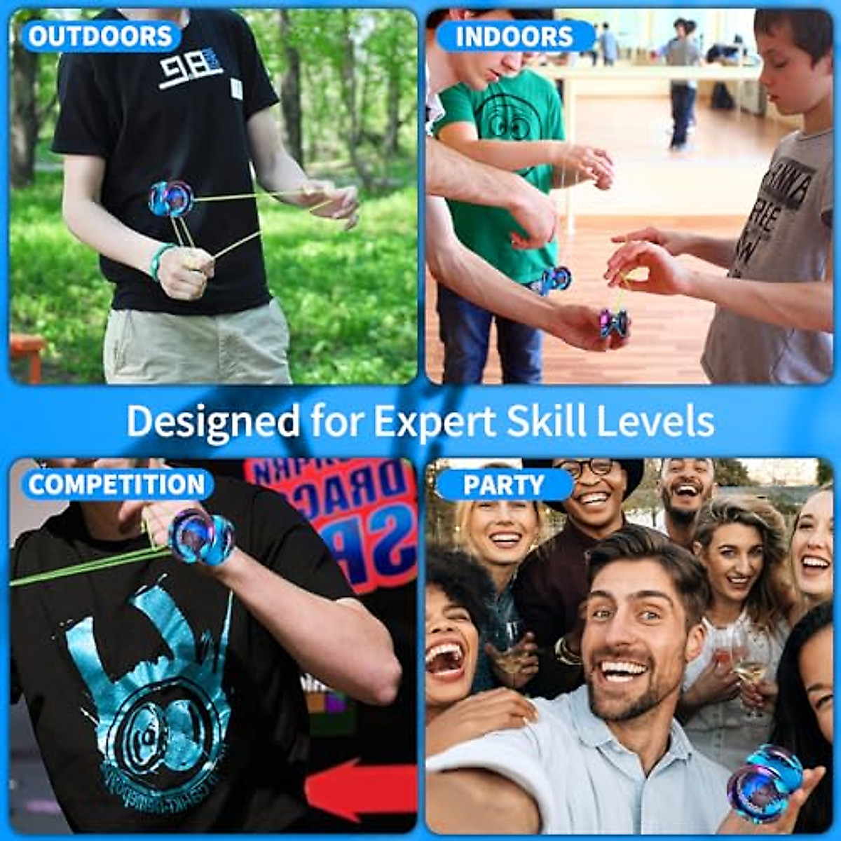 WATIEOBOO yoyo Professional Responsive Yoyo Bearing for Kids 8-12 Beginner Unresponsive Yo yo Bearing for Fingerspin yoyos Tricks with Yoyo Accessories-Dark Blue Pink