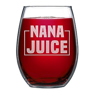 NeeNoNex Nana Juice Stemless Wine Glass - Funny Birthday Mothers Day Gift