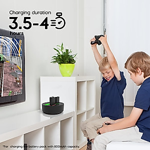 TalkWorks Xbox Battery Charger Station w/ 4 Rechargeable Batteries - 5' Cable Light Up USB-C Multi-Battery Charging Pack for X-Box Game (Black)