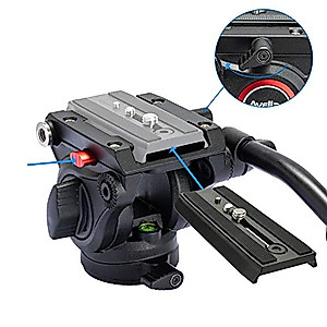 Avella Video Tripod Fluid Head with Quick Release Plate, Lightweight Heavy Duty Compatible with Manfrotto,Max Load 13.2lb/6kg for Video Canon Nikon Sony Olympus Panasonic DSLR Camera, V501