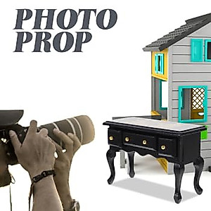 1: 12 Dollhouse Desk Wooden Retro Miniature Table Mini Writing Desk Toy Dollhouse Furniture Accessory Decoration