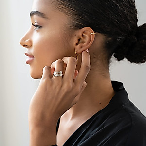 Oak&Luna - Two is Better Than One Name Ring - Personalized Couple Name Rings - in Sterling Silver or Gold Plating - Customize Two Names or Words - Jewelry Gift for Women Wife Mom (925 Sterling Silver)