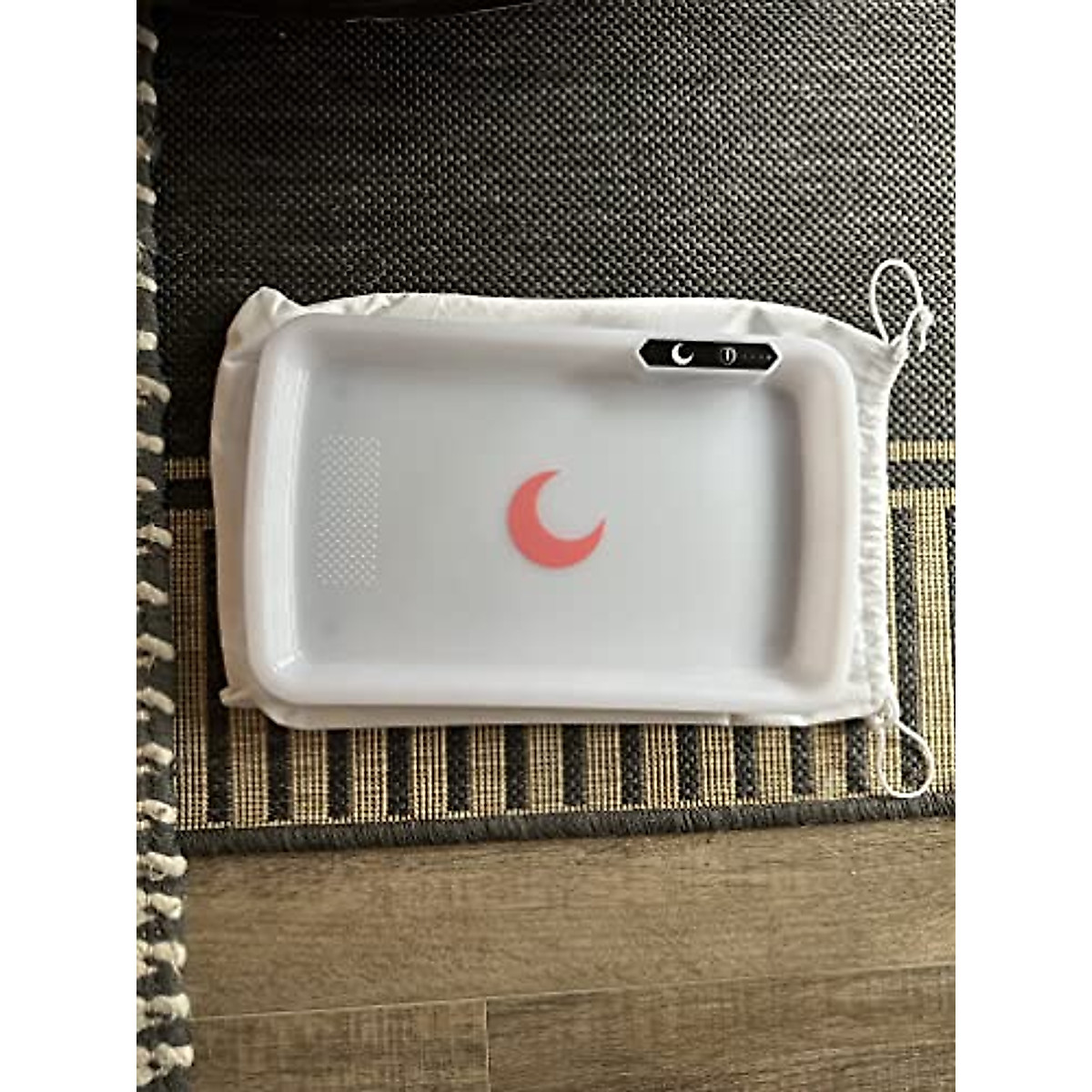 Brando Moon White LED Tray with Built in Grinder and Night Light - Glow Light Up Tray 7 Colors - Rechargeable and Smooth Round Edges